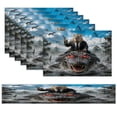 7 Piece Linen Table Runner and Placemats Set, Capybara Suit Alligator ...