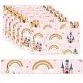 7 Piece Linen Table Runner and Placemats Set, Castle Rainbow Hearts ...