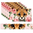 7 Piece Linen Table Runner and Placemats Set, Cheetah Rose Portrait ...