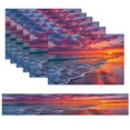7 Piece Linen Table Runner and Placemats Set, Dramatic Sky Beach Sunset ...