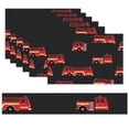7 Piece Linen Table Runner and Placemats Set, Fire Truck Pattern Kids ...