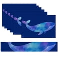 7 Piece Linen Table Runner and Placemats Set, Galaxy Whale Silhouette ...