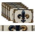 7 Piece Linen Table Runner and Placemats Set, Lily Crest Ornate Gold ...