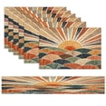 7 Piece Linen Table Runner and Placemats Set, Mosaic Sunrise Mountain ...
