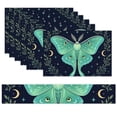 7 Piece Linen Table Runner and Placemats Set, Mystical Luna Moth Under ...