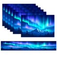 7 Piece Linen Table Runner and Placemats Set, Northern Lights Mountain ...