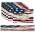 7 Piece Linen Table Runner and Placemats Set, Patriotic Hands Shake ...