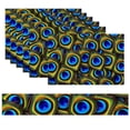 7 Piece Linen Table Runner and Placemats Set, Peacock Feather Eyes ...