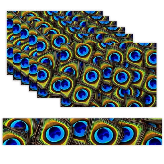7 Piece Linen Table Runner and Placemats Set, Peacock Feather Eyes ...