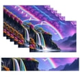 7 Piece Linen Table Runner and Placemats Set, Rainbow Waterfall Fantasy ...