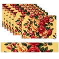 7 Piece Linen Table Runner and Placemats Set, Rose Pattern Vintage ...