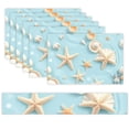 7 Piece Linen Table Runner and Placemats Set, Seashell Starfish Beach ...