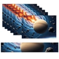 7 Piece Linen Table Runner and Placemats Set, Space Planet Nebula Round ...