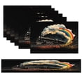 7 Piece Linen Table Runner and Placemats Set, Steam Train Rainbow Smoke ...