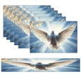 7 Piece Linen Table Runner and Placemats Set, White Dove Wings Light ...