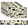 7 Piece Linen Table Runner and Placemats Set, Woodland Animals Pattern ...