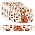 7 Piece Linen Table Runner and Placemats Set, Folk Art Fox Round Corner ...