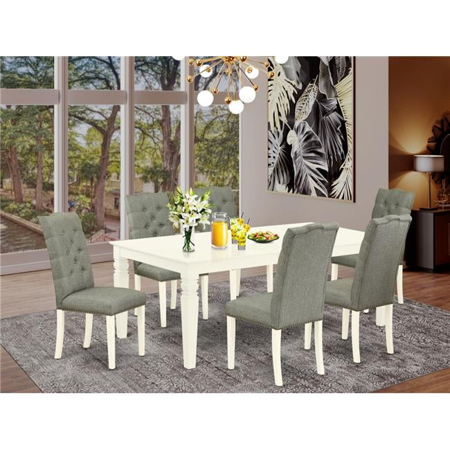7 Piece Logan Dining Room Set - Linen White & Smoke - Walmart.com
