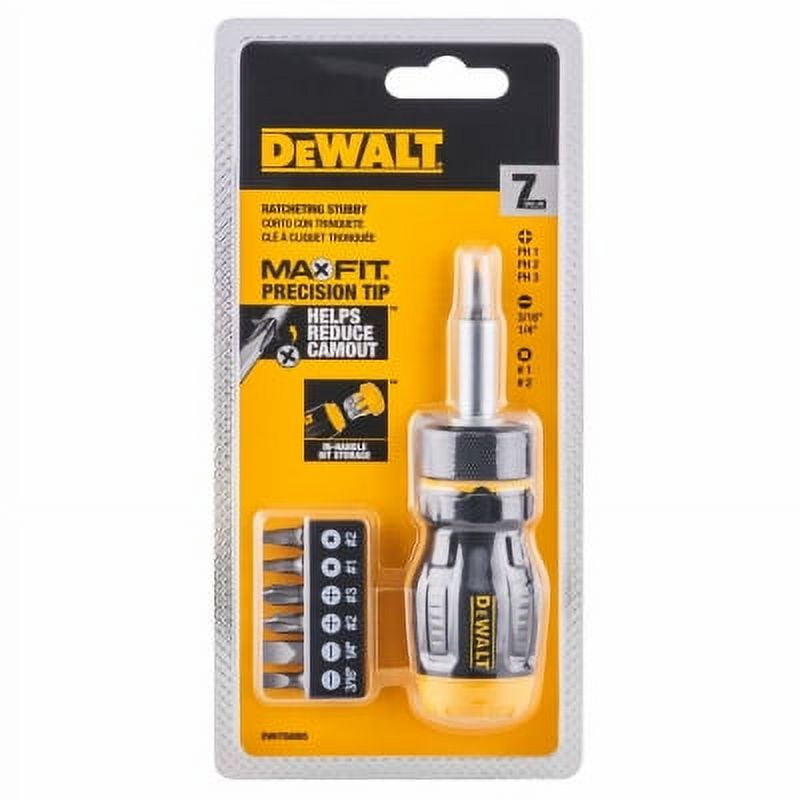 7 Piece MAX FIT Stubby Ratcheting Multi-Bit Screwdriver Set. Contains ...