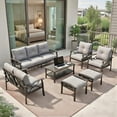 7-Piece Metal Patio Furniture Set, 9-Seat All-Weather Conversation Sofa ...