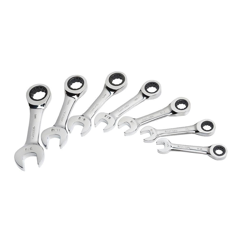 7 Piece Metric Stubby Short Ratcheting Wrench Set - Walmart.com