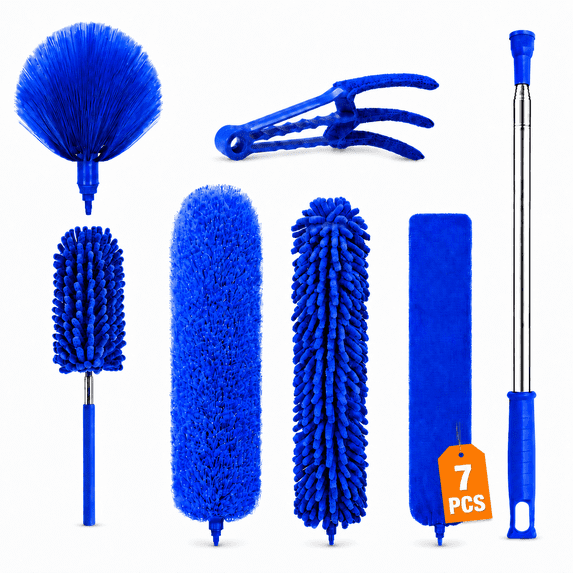 7-Piece Microfiber Duster Kit with 80-Inch Telescopic Pole, Washable ...