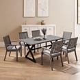 7-Piece Modern Outdoor Dining Set with Rectangular Table and 6 Chairs ...