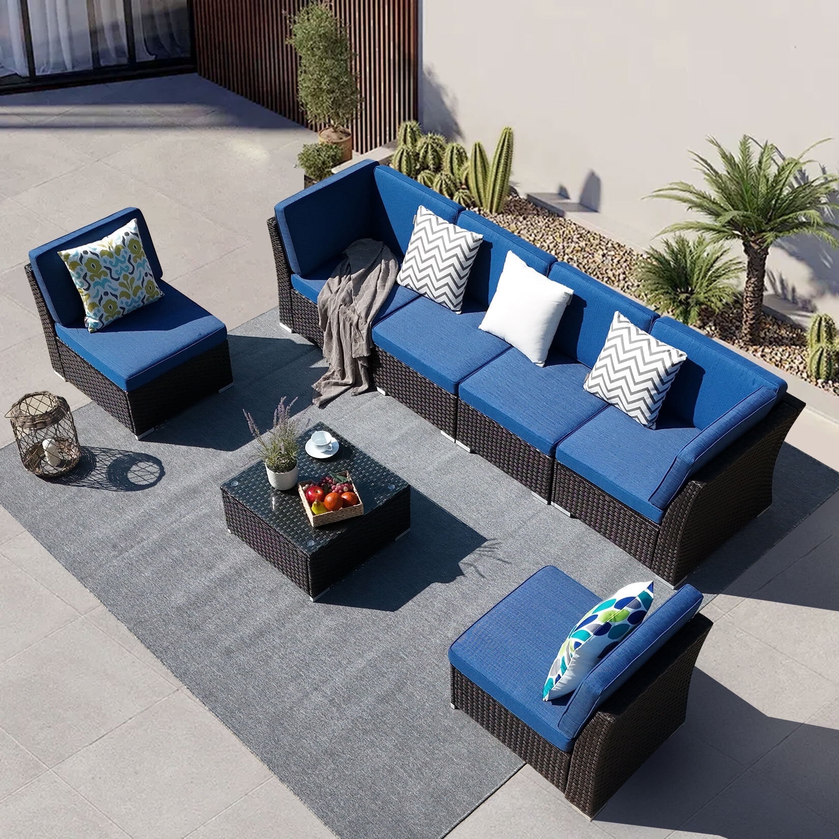 7-Piece Modular Patio Furniture Set, Outdoor Sectional Sofa with ...