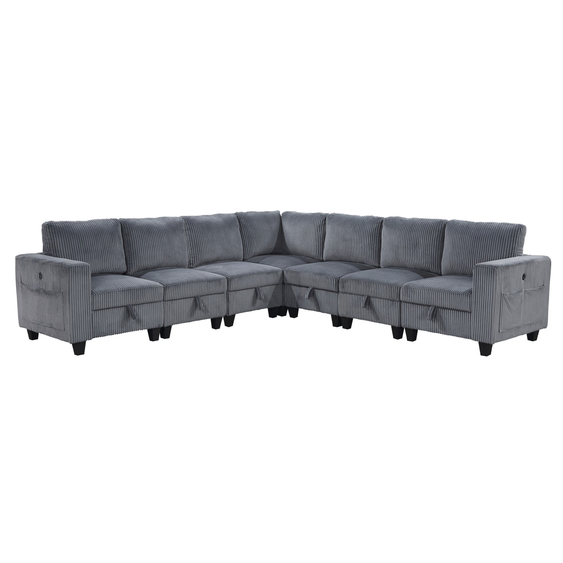 7 Piece Modular Sectional Sofa with Storage Sepace, Corduroy Fabric ...