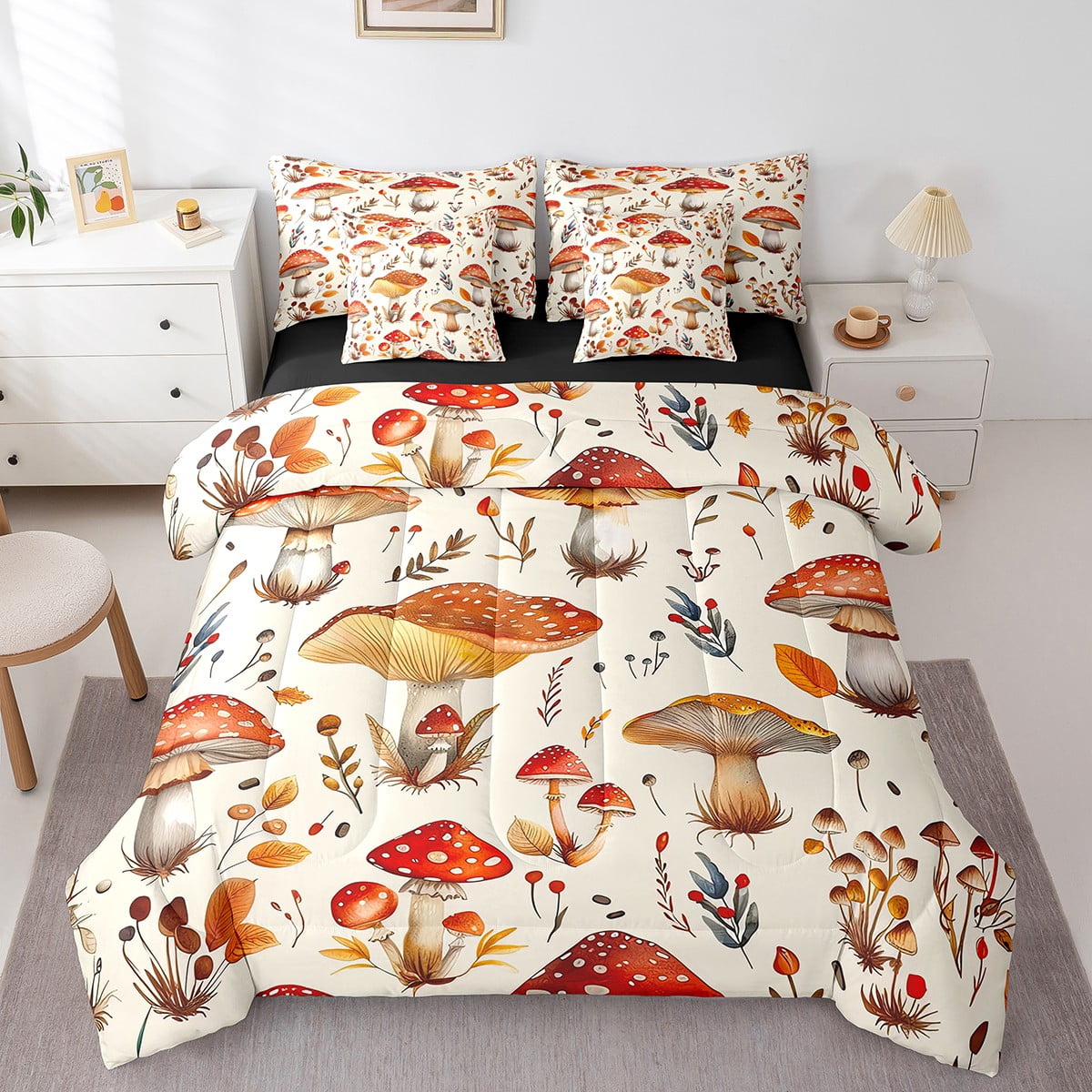 7 Piece Mushroom Bed in a Bag Full Size for Adult Women Teen Farm ...