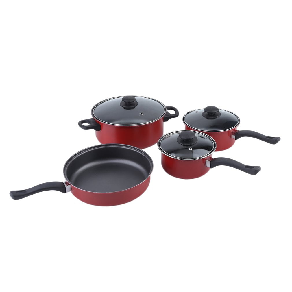 7-Piece Non-Stick Cookware Set, Red - Walmart.com
