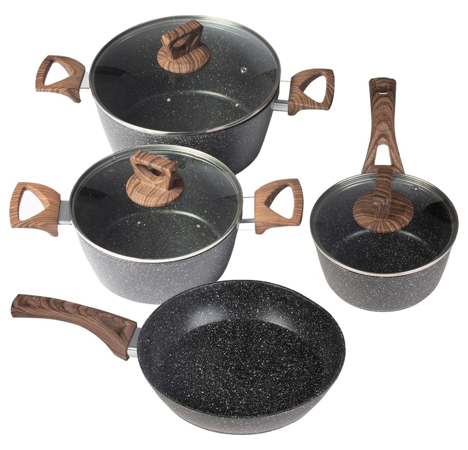 7-Piece Nonstick Cookware Set with Tempered Glass Lids, Ergonomic ...