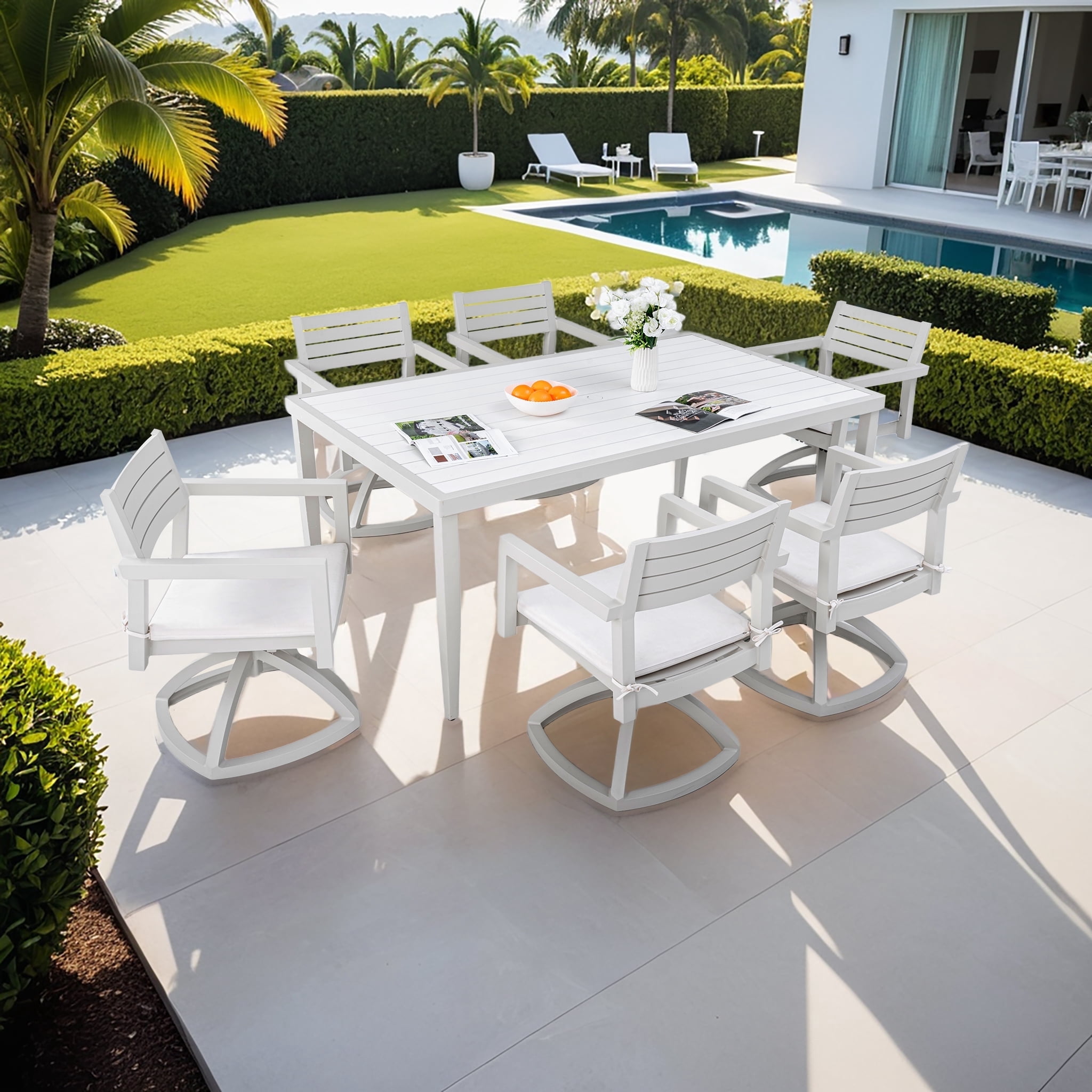 7-Piece Outdoor Patio Aluminum Furniture,Modern Dining Set,Sunbrella ...