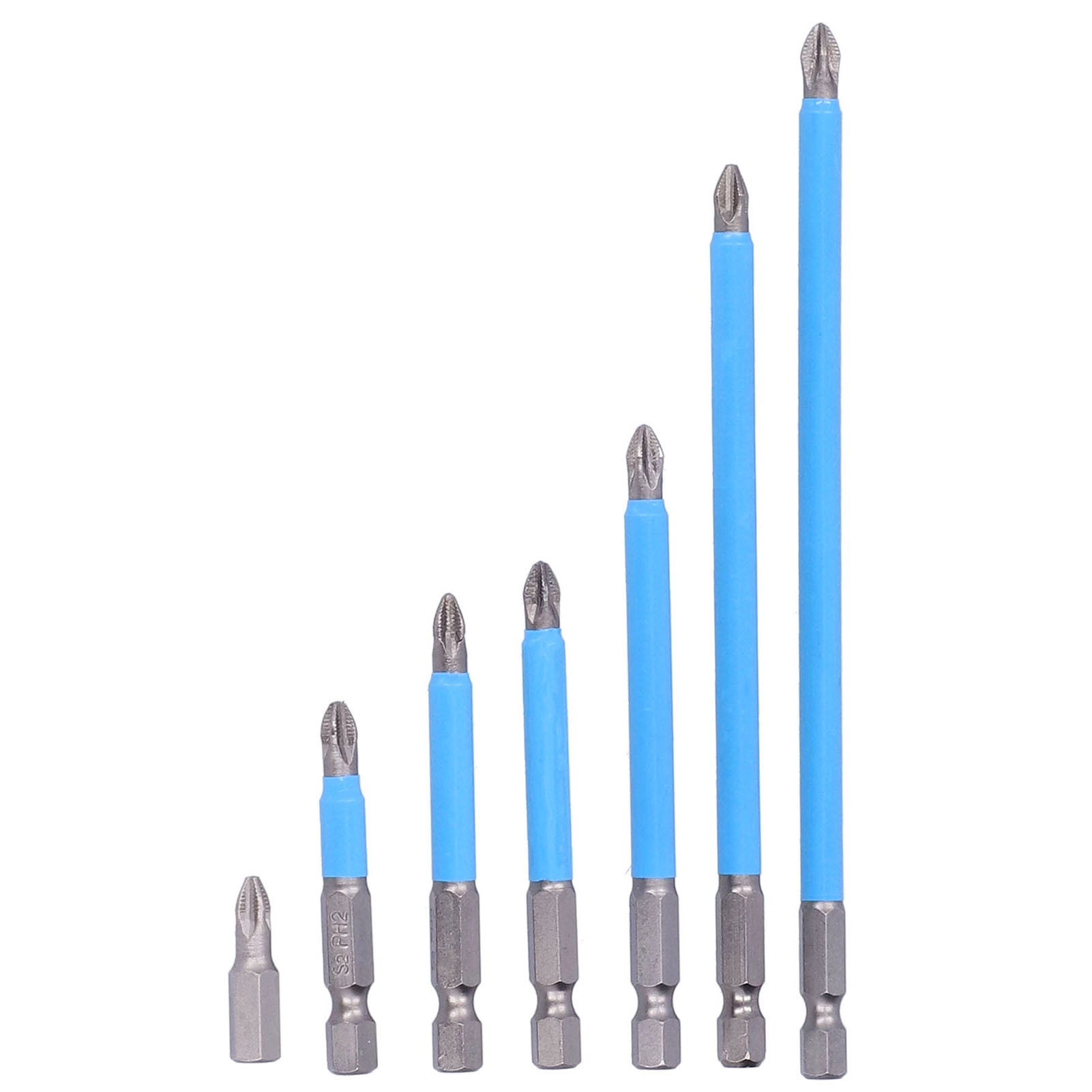 7 Piece PH2 Screwdriver Bit Set Blue Magnetic Screwdriver Bit Set for ...