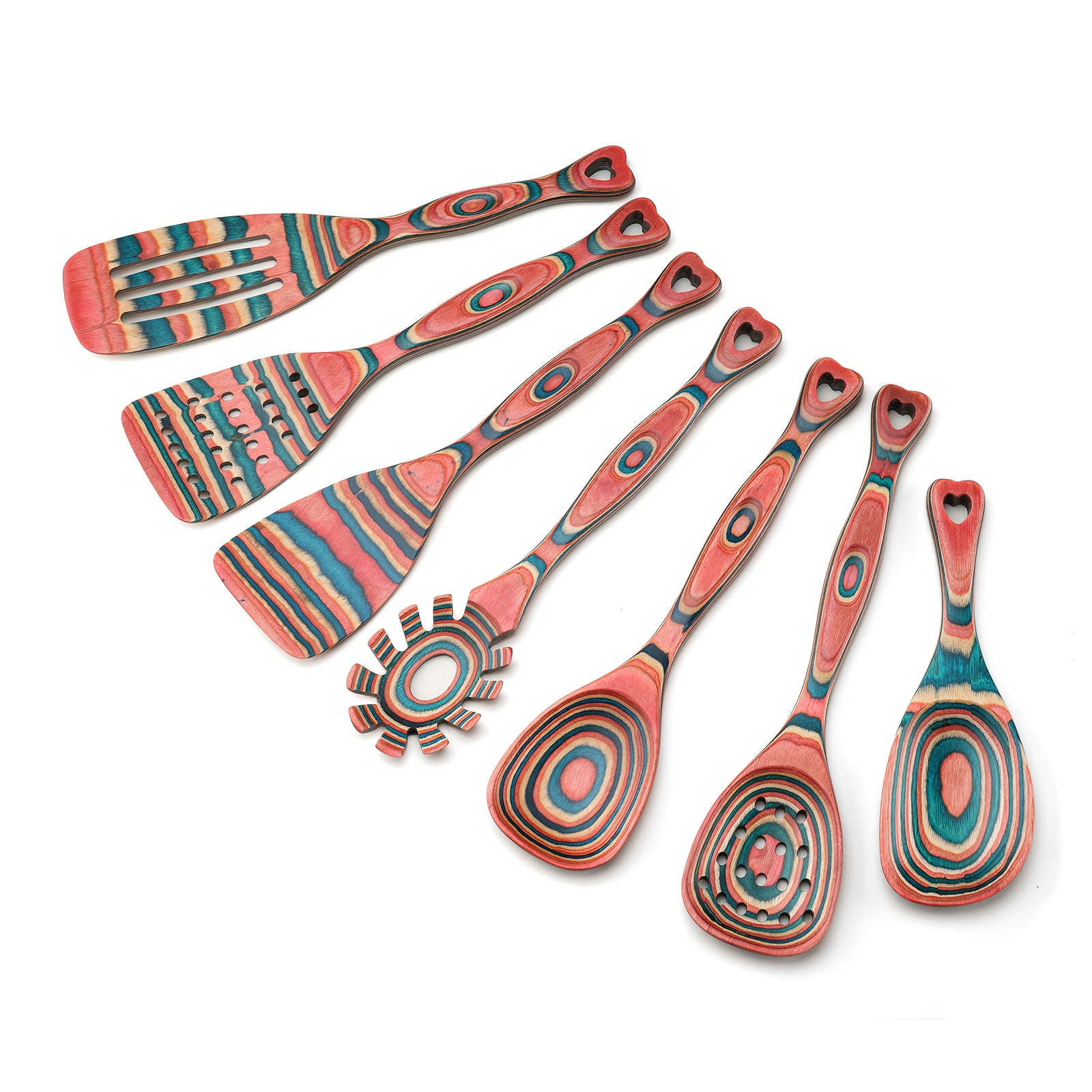 7-Piece Pakkawood Wooden Cooking Utensils Set, Non-Stick Food-Safe ...