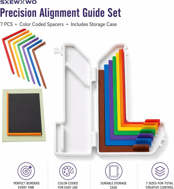 7-Piece Paper Craft Alignment Guide Set with Storage Case, Precision ...
