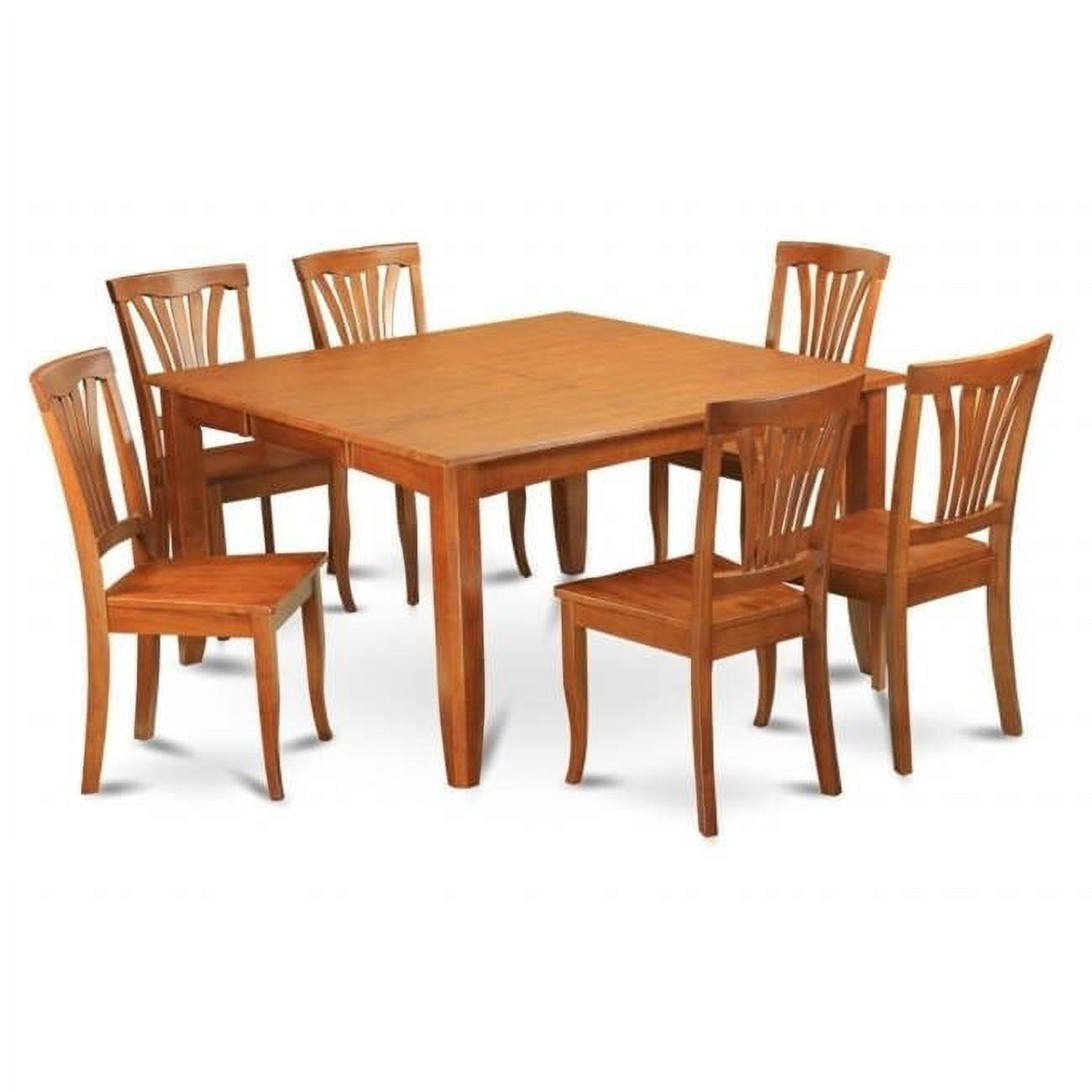 7-Piece Parfait Square Table with 18 in. Butterfly Leaf & 6 Wood Seat ...