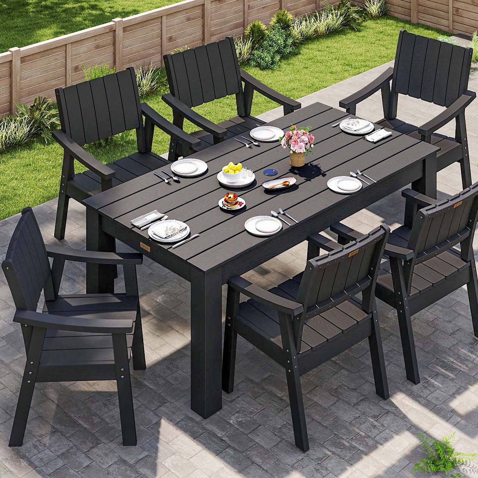 Wingyz 7 Piece Patio Dining Set All Weather Outdoor Table and Chairs ...