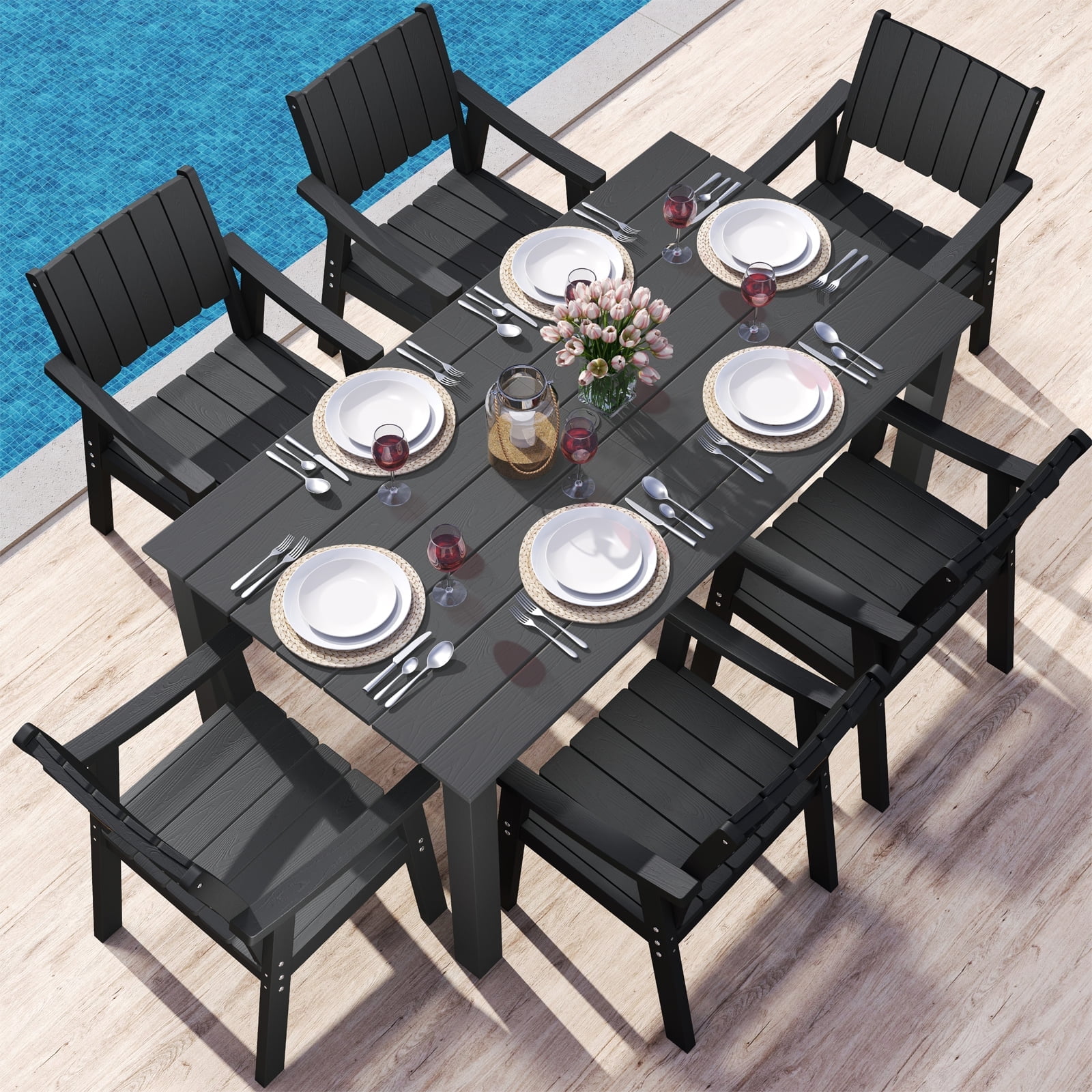 7 Piece Patio Dining Set,All Weather Outdoor Table and Chairs Furniture ...