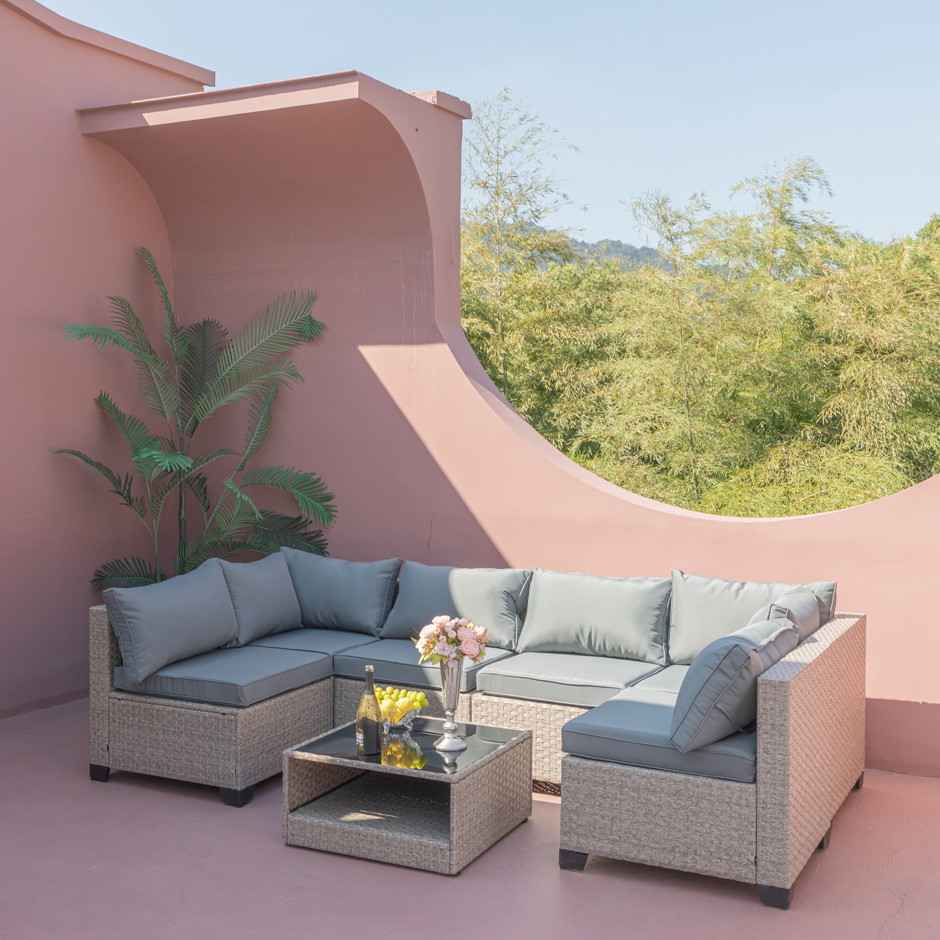 7-Piece Patio Furniture Set with Flexible Assembly，Boho Outdoor ...