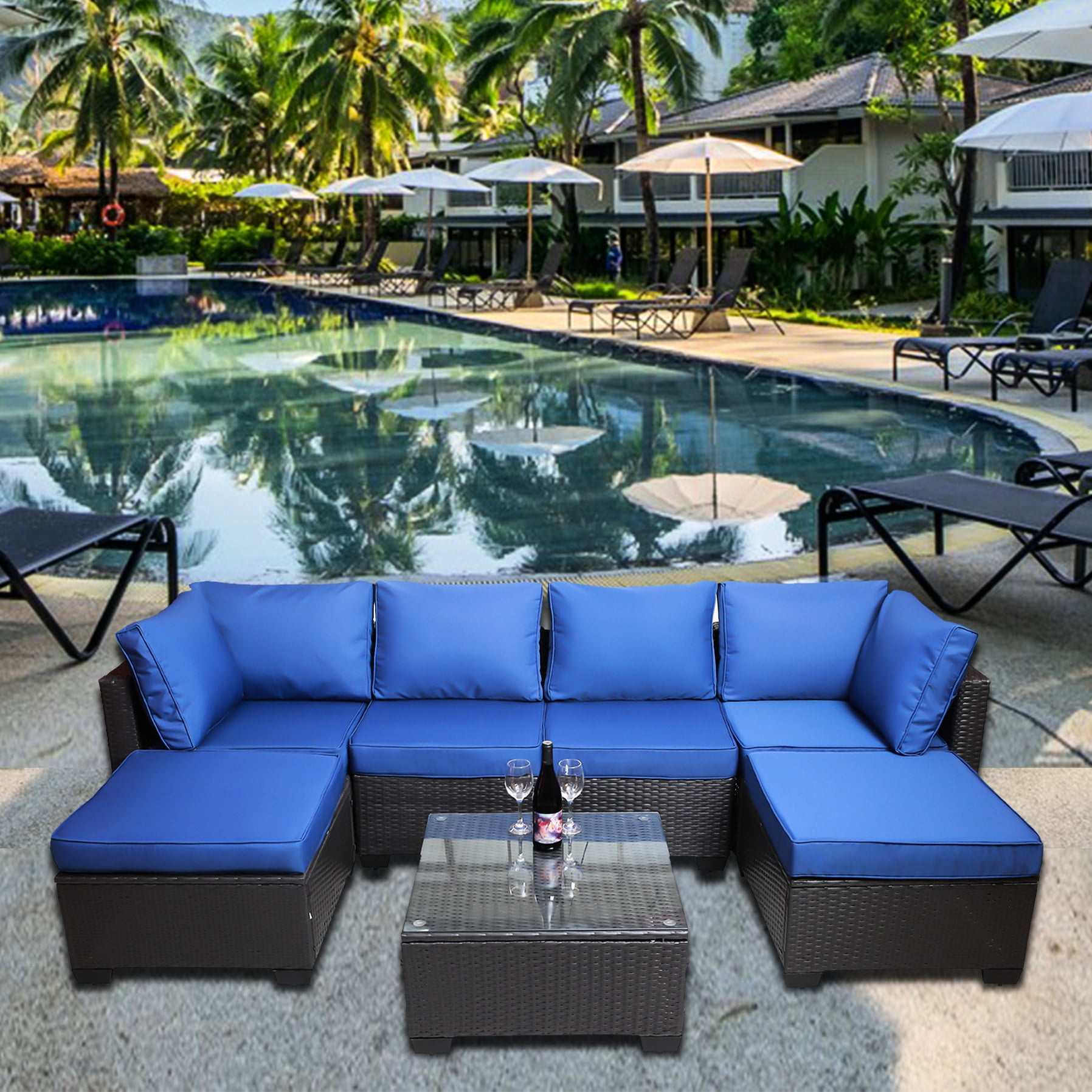 7-Piece Patio Furniture Set | Non-Fading PE Rattan & Sturdy ...