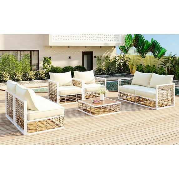 7-Piece Patio Sectional Sofa | Comfortable Cushions & Pillows | Weather ...