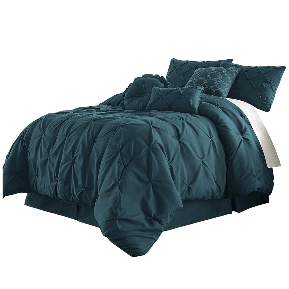 7-Piece Pinch Pleat Pintuck Comforter Set, Bedding Set, Quilt Set for ...
