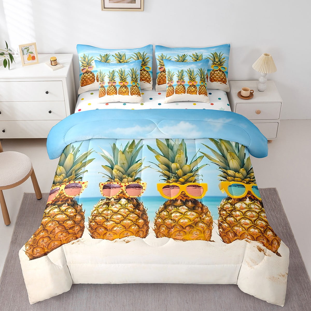 7 Piece Pineapple Bed in a Bag King Hawaii Vacation Style Bedding Sets ...