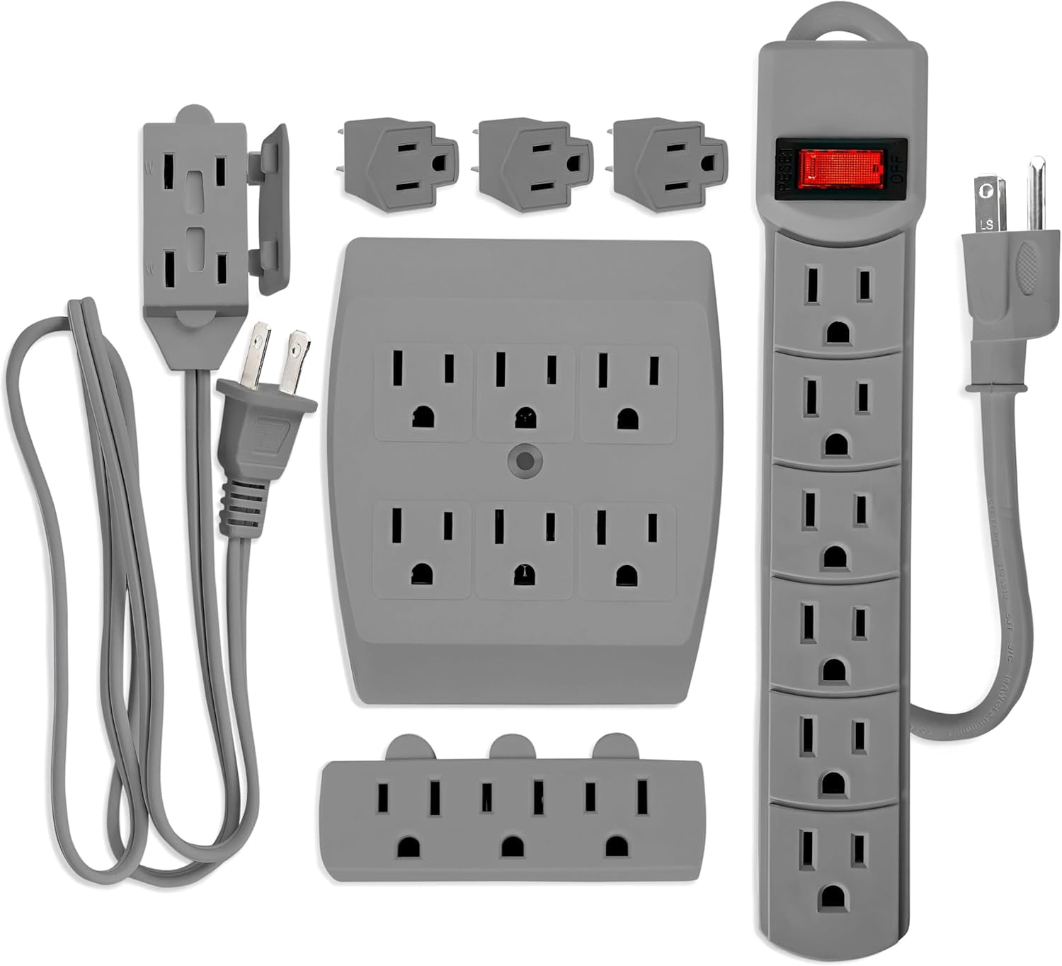 7 Piece Power Value Pack Multi-Outlet Kit Set Includes 6 Outlet Power ...
