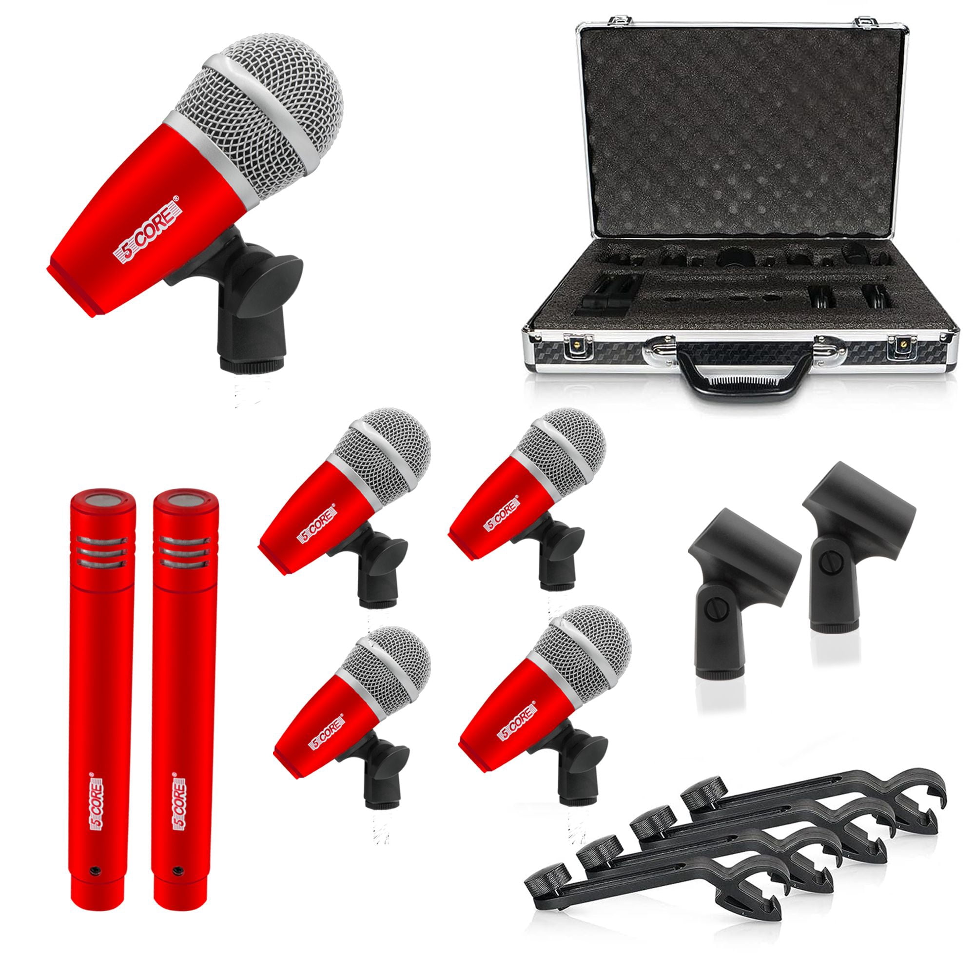 7-Piece Professional Drum Mic Kit – Dynamic XLR Microphone Set for Kick ...