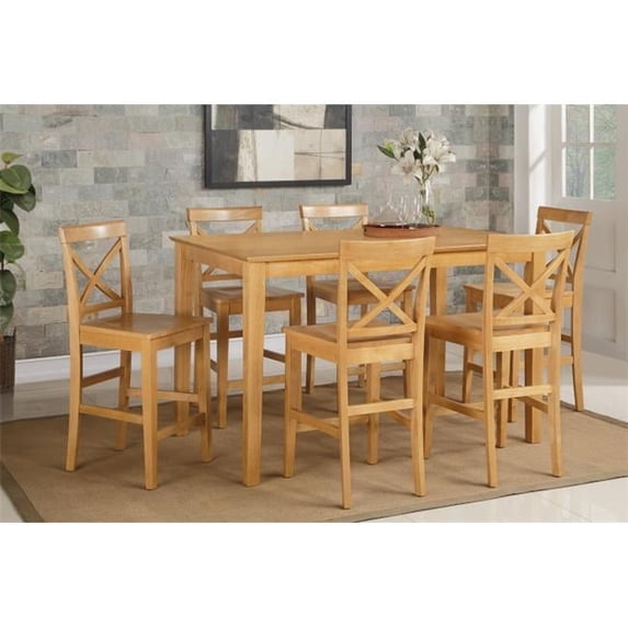 7 Piece Pub Table Set- Table and 6 Kitchen Bar Stool - Walmart.com