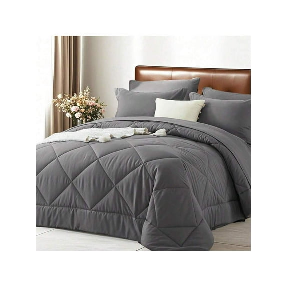 7-Piece Queen Geometric Checkered Summer Comforter Set - Breathable ...