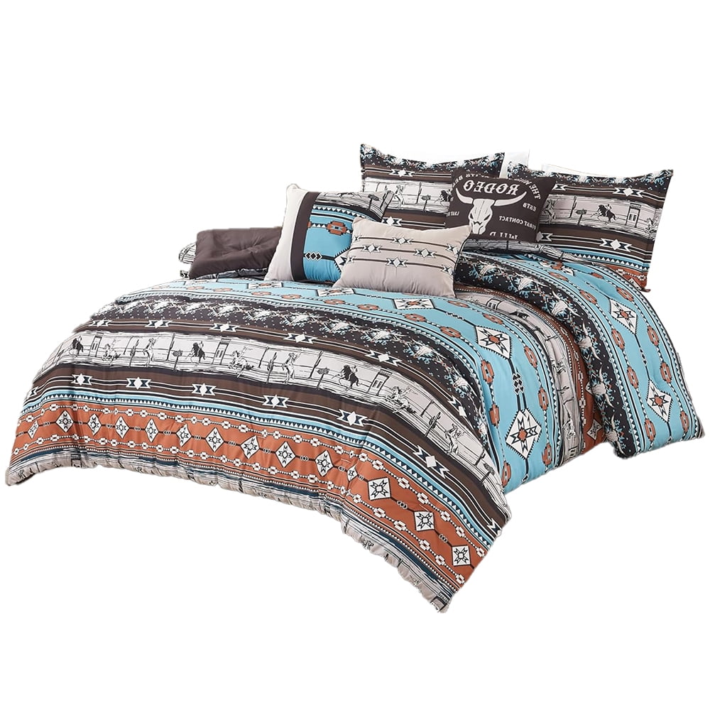 7-Piece Queen Southwestern Cowboys Rodeo Comforter Set - Multicolor ...