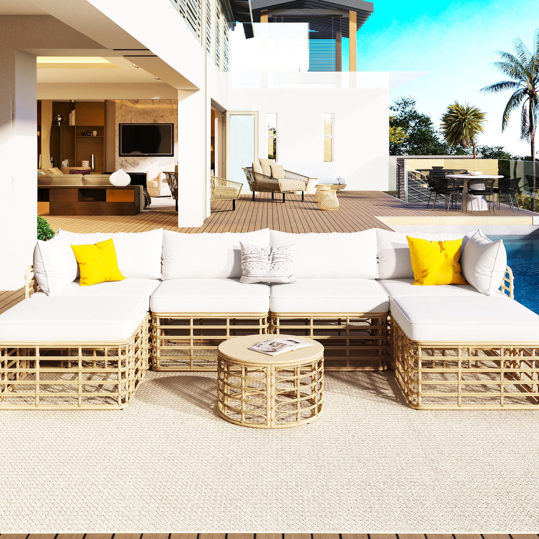 7-Piece Rattan Set+Easy Assembly”-“Quick Setup/DIY Projects+Convenient ...